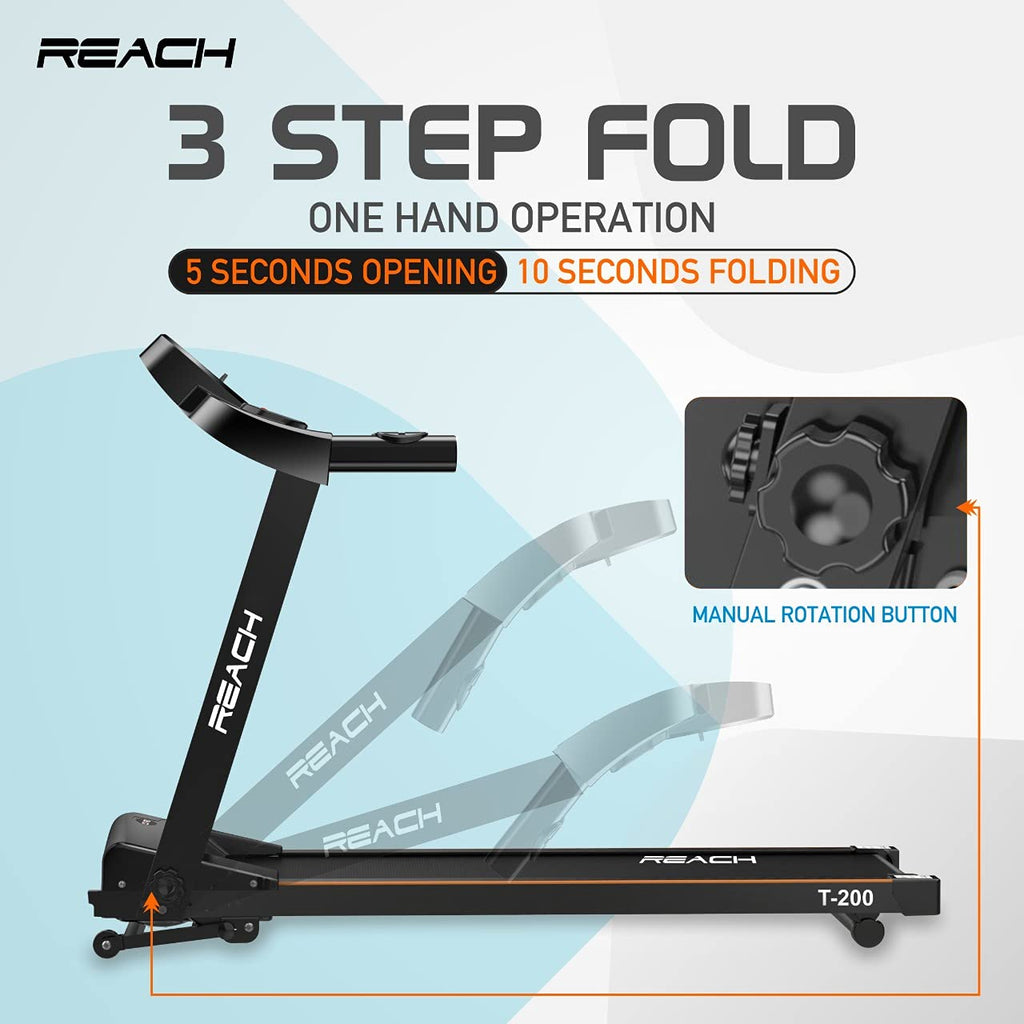 Reach T-200 4 HP Peak | Motorized Treadmill with Manual Incline for ...